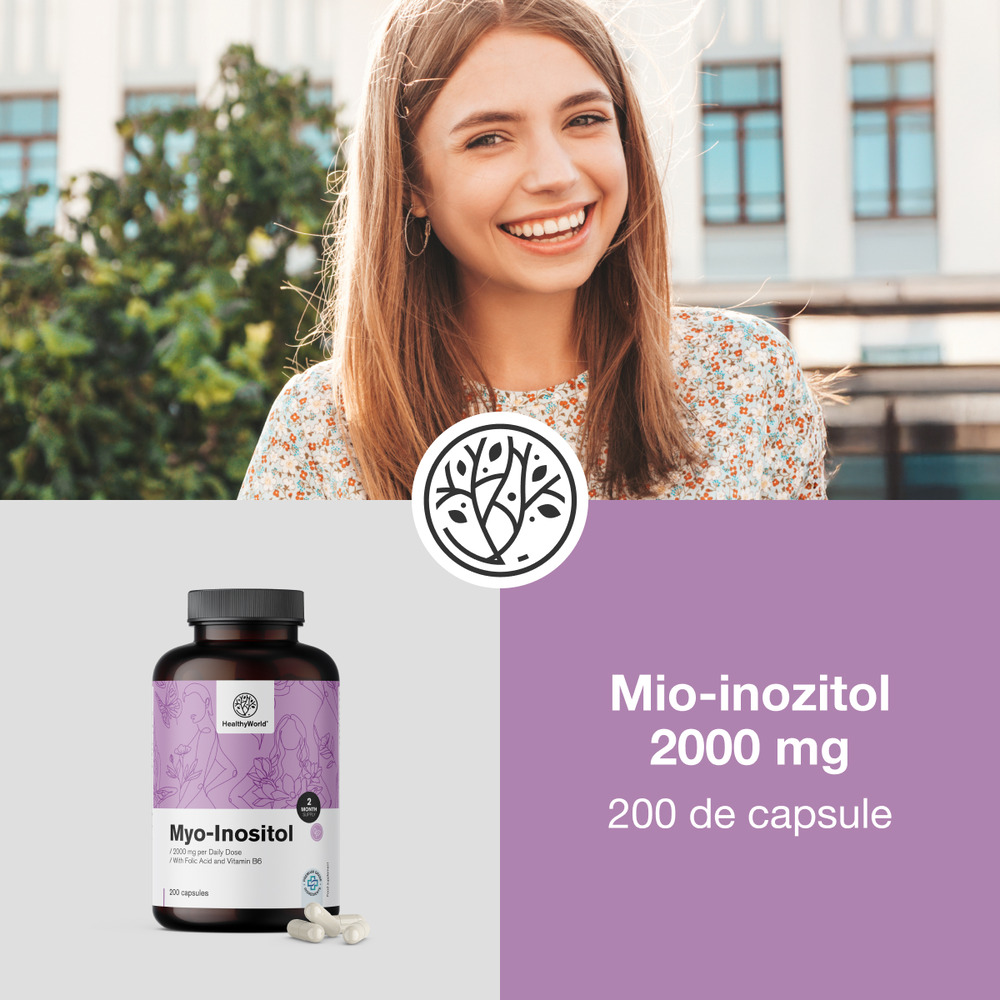 Mio-inozitol 2000 mg, 200 de capsule - HealthyWorld.ro